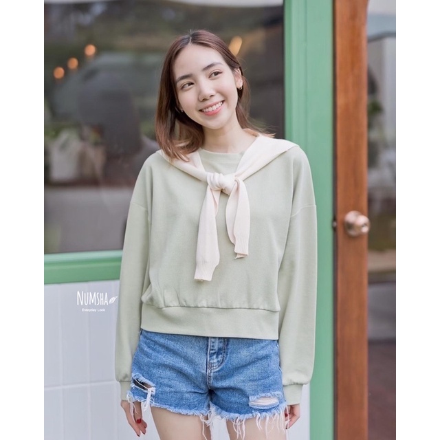 Numsha Brand เสื้อแขนยาวไหมพรมพาดบ่า / NB21094 | Shopee Thailand