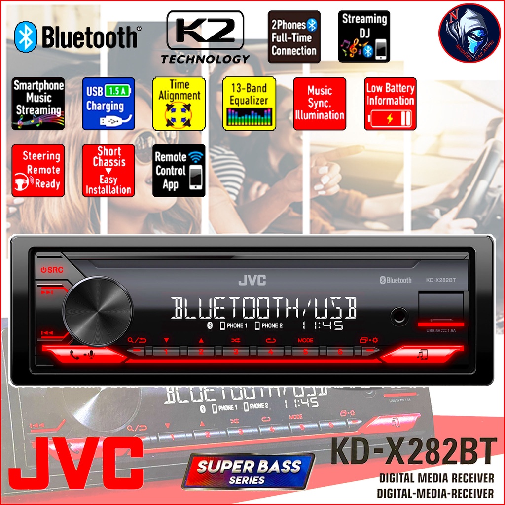 วิทยุรถยนต์ ขนาด 1DIN JVC รุ่น KD-X282BT เล่น USB / BLUETOOTH / AUX / FM (ไม่เล่นแผ่น) | Shopee ...