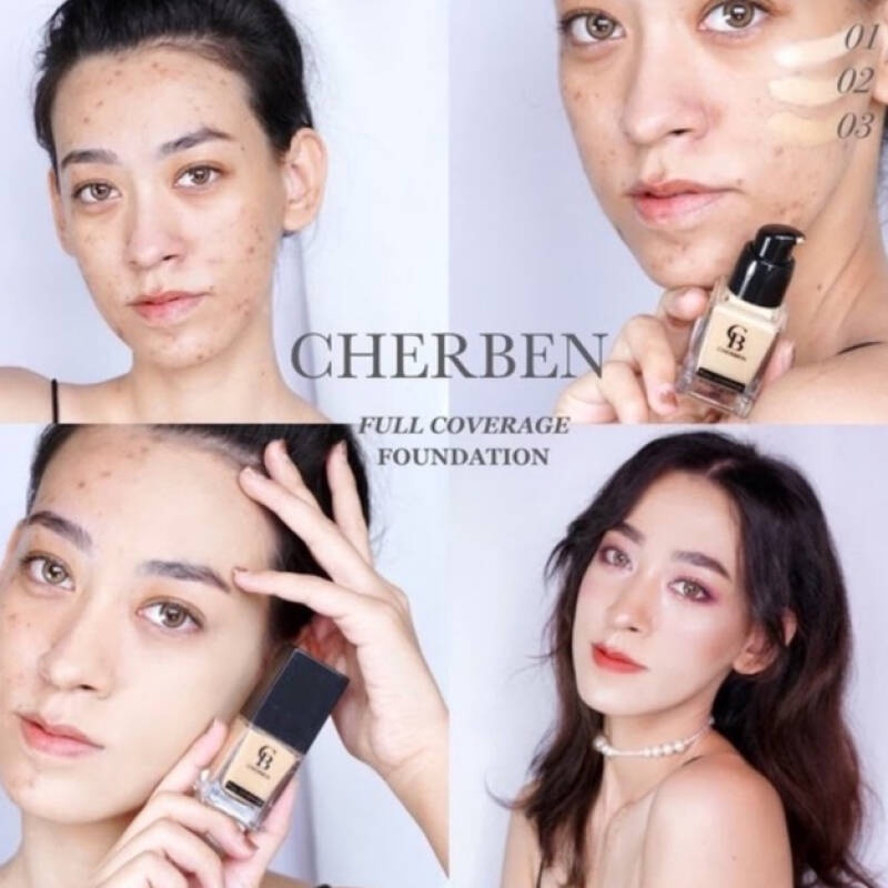 แท้ทั้งร้าน !! แบ่งขายรองพื้นปกปิดเนียน CHERBEN FULL COVERAGE FOUNDATION SPF50 PA+++ แบ่งขายรอง ...