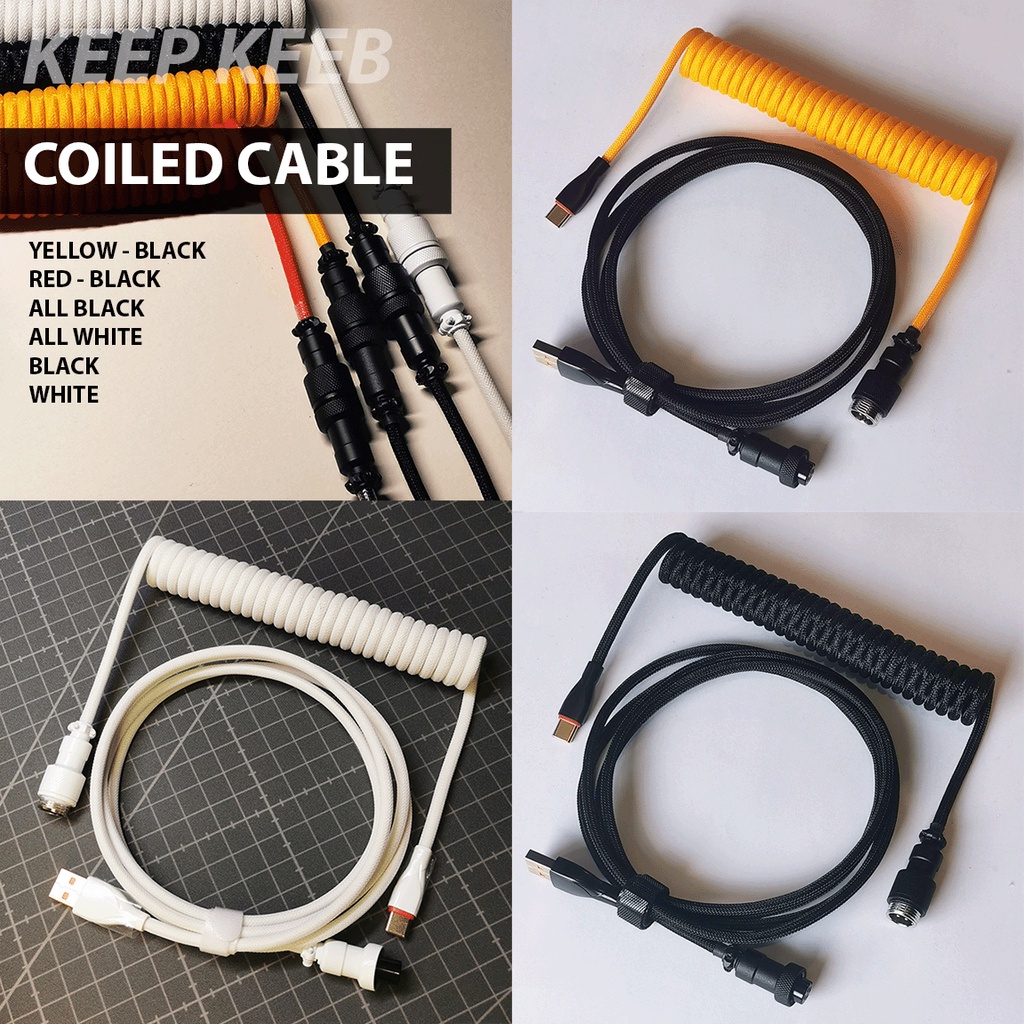 Coiled Cable Aviator USB C Cable 1.5M สายคีย์บอร์ด USB C to A สำหรับ ...