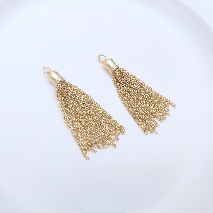 พู่จี้ diy 14K ทองแดง Clad Gold สี Retention Handmade Chain พู่จี้ diy ต่างหูต่างหูต่างหูจี้ ...