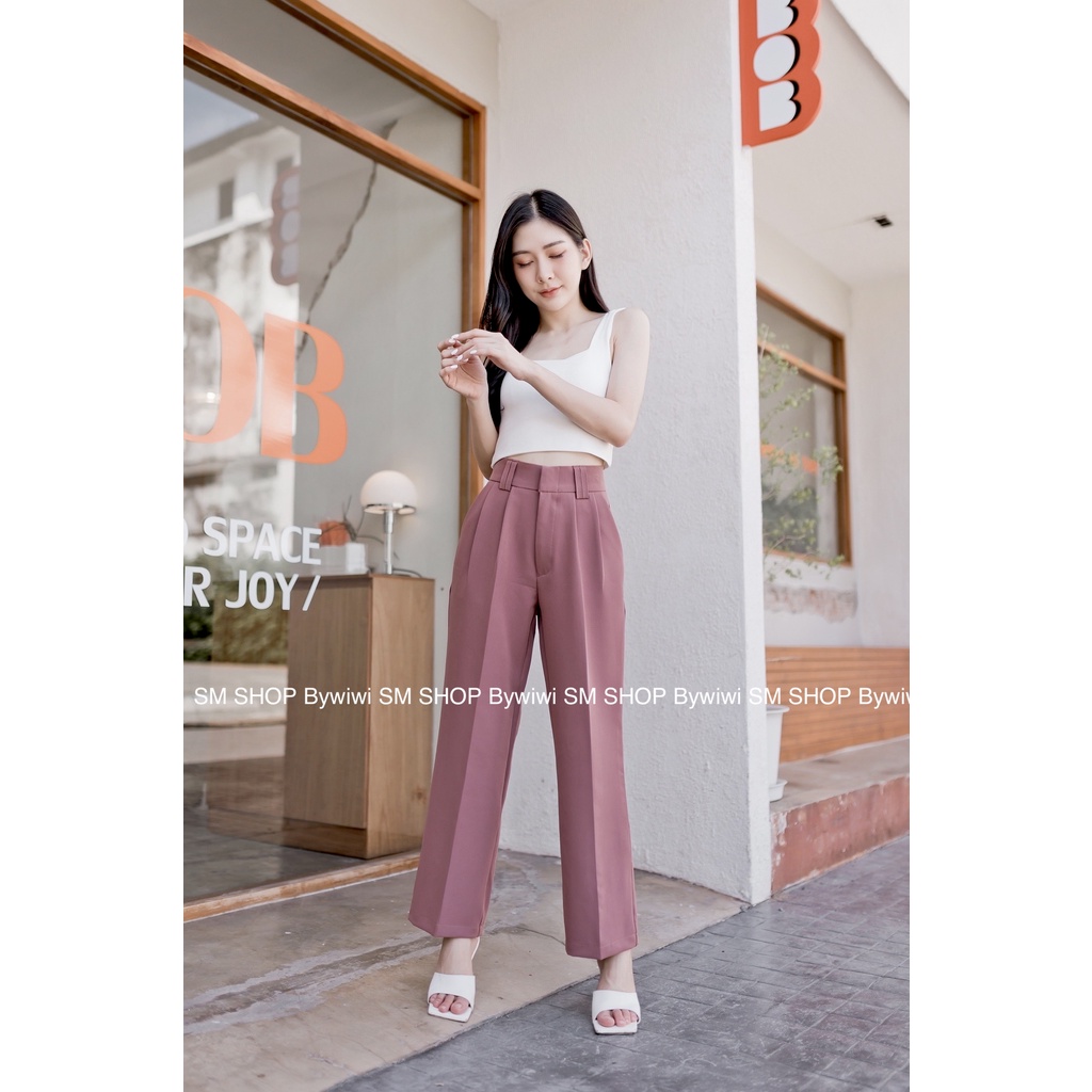 🌈รุ่น AA🌈กางเกงขากระบอกใหญ่สุดฮิต หูคู่สวยๆ ทำงาน แฟชั่น งานป้าย SMSHOP ผ้าไอวี่ ผ้าเปเป้ S ...