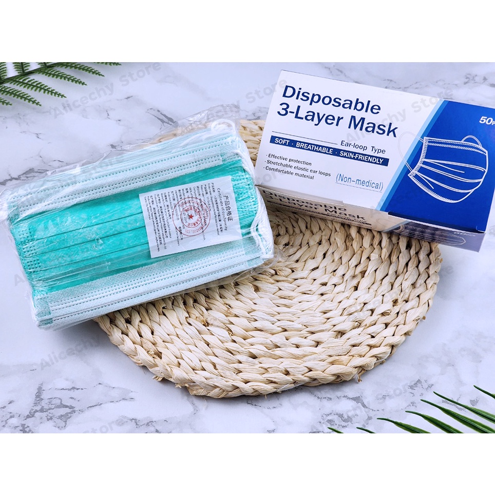 พร้อมส่งในไทย Face Mask หน้ากากอนามัย “1กล่อง/50ชิ้น” หนา 3 ชั้น ผ้าปิด ...