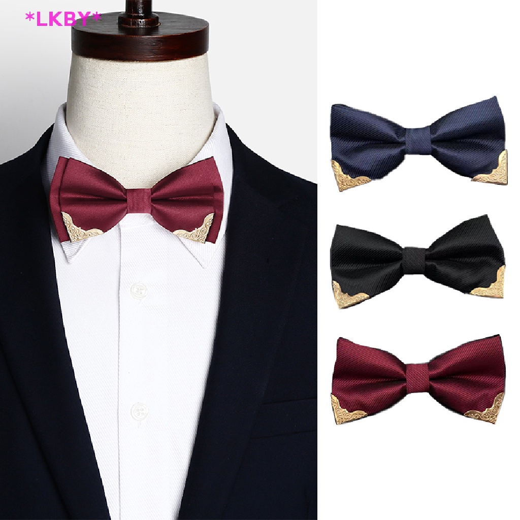 Luckybabys> Men's Bow Tie Metal Head Solid Noble Classic Polyester ...