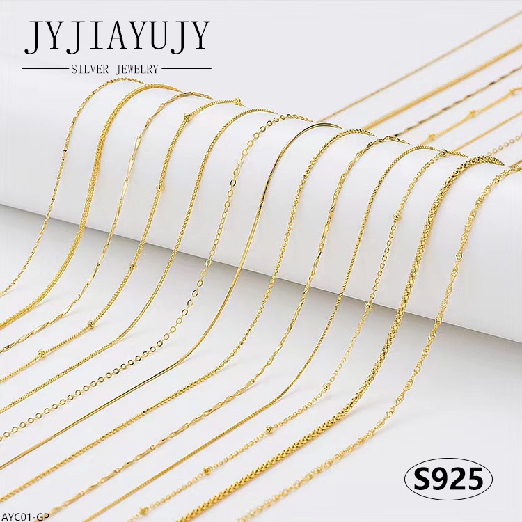 Jyjiayujy สร้อยคอโซ่เงินแท้ 100% ทองคํา S925 เครื่องประดับแฟชั่น สไตล์เกาหลี สําหรับผู้หญิง ...