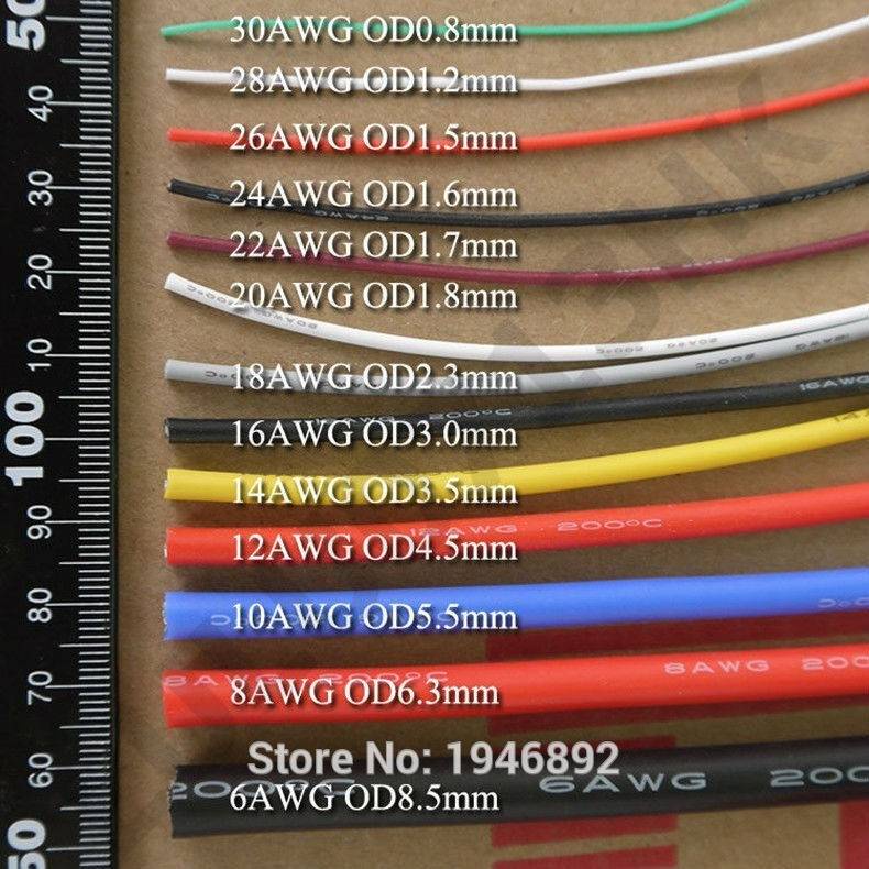 สายไฟซิลิโคน อ่อน พิเศษ ทนความร้อน 200องศา 20awg 22awg 24awg 26awg 28awg ราคาต่อ 1 เมตร ตัดยาว ...