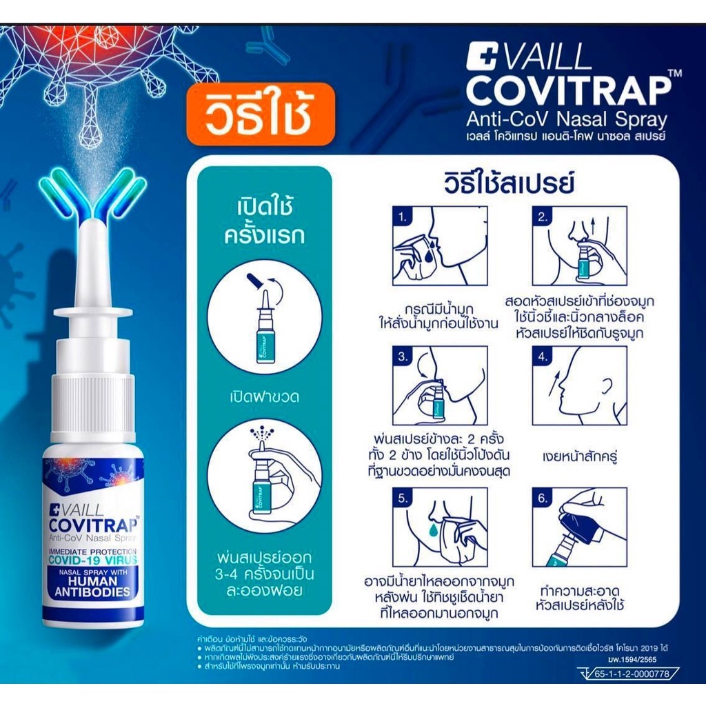 สเปรย์พ่นจมูก Covitrap Anti-Cov nasal spray ของแท้ 100% สินค้าพร้อมส่ง ...