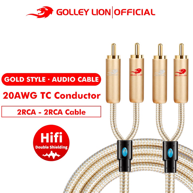 GOLLEY LION 2RCA to 2 RCA Audio Cable Male to Male Gold-Plated 1m 2m 3m ...