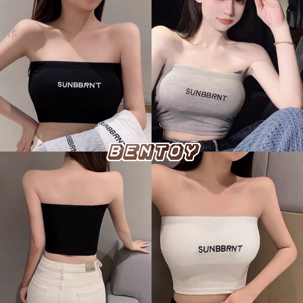 Bentoy(SUN)เสื้อเกาะอกมีฟองน้ำในตัว ผ้ายืด ผ้านิ่ม ใส่สบาย ลายวินเทจ | Shopee Thailand