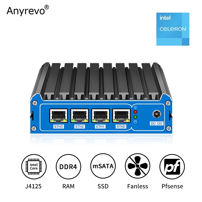 Intel J4125 Quad Core โปรเซสเซอร์ Fanless Silent Router 4lan 2500m Firewall 2xddr4 Pfsense