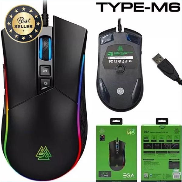 EGA Type M6 Gaming Mouse LED เมาส์เกมมิ่ง มีโปรแกรมตั้งค่ามาโคร ...