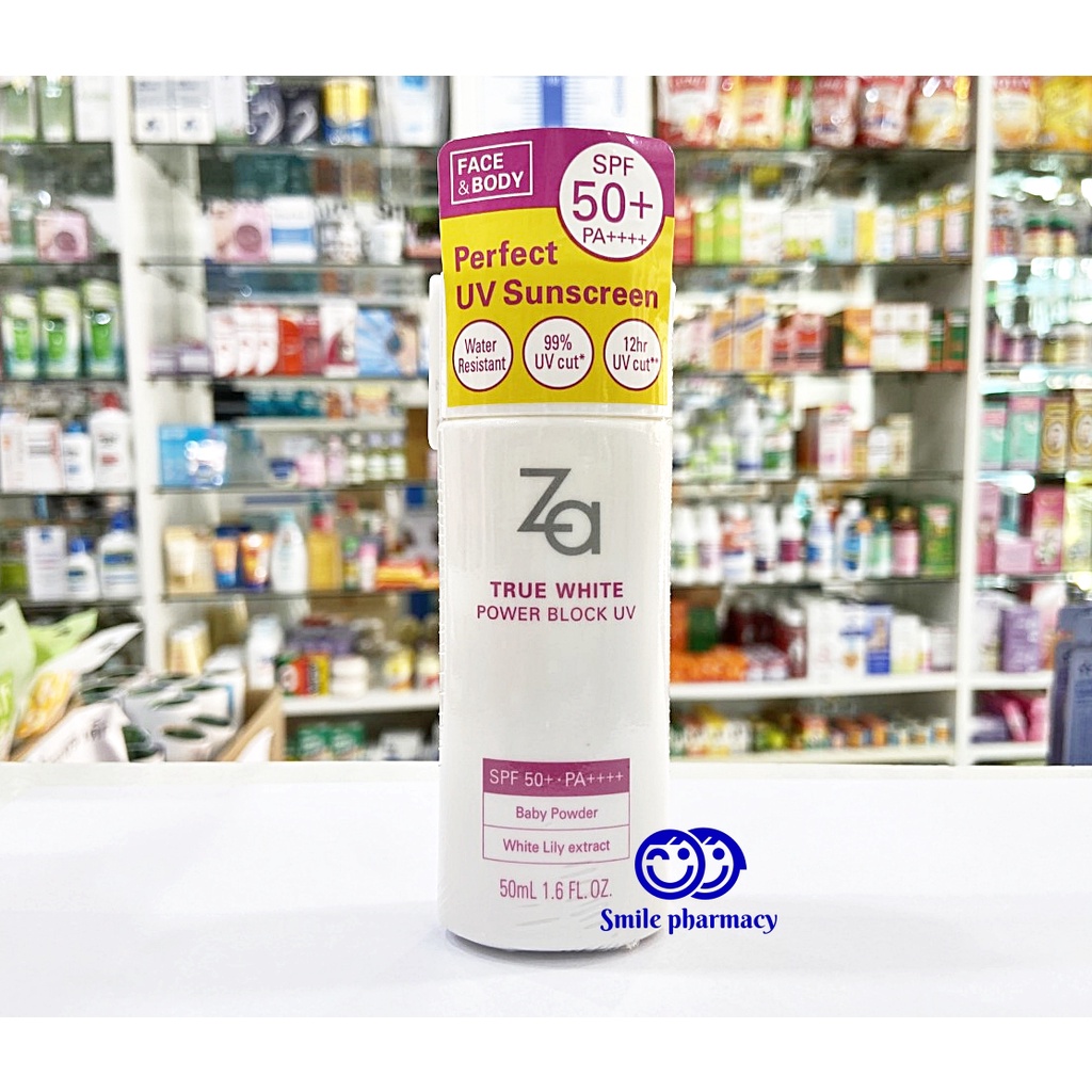 Exp.10/2024 ZA True White EX Power Block UV SPF50+ PA++++ For Face & Body 50ml กันแดด ซีเอ ทรู ...
