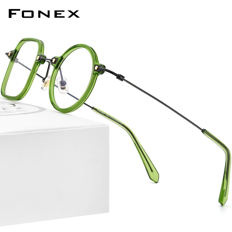 Fonex Acetate แว่นตา กรอบไทเทเนียม ทรงกลม ซ้าย ขวา สไตล์วินเทจ สําหรับ ...