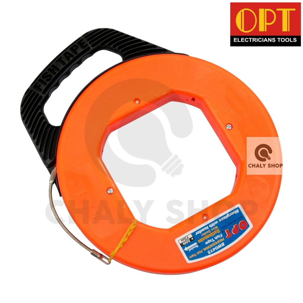 "OPT" BW0415 ฟิชเทปหุ้ม ฟิชเทปพร้อมตลับ (FISH TAPE) ลวดนำสายไฟ ความยาว ...