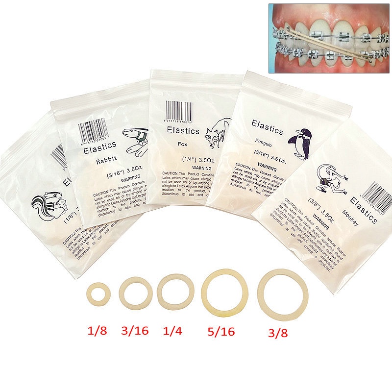 100Pcs / Bag Dental Elastics Rubber Bands Orthodontic Latex Braces Non-toxic Materials 3.5OZ ...