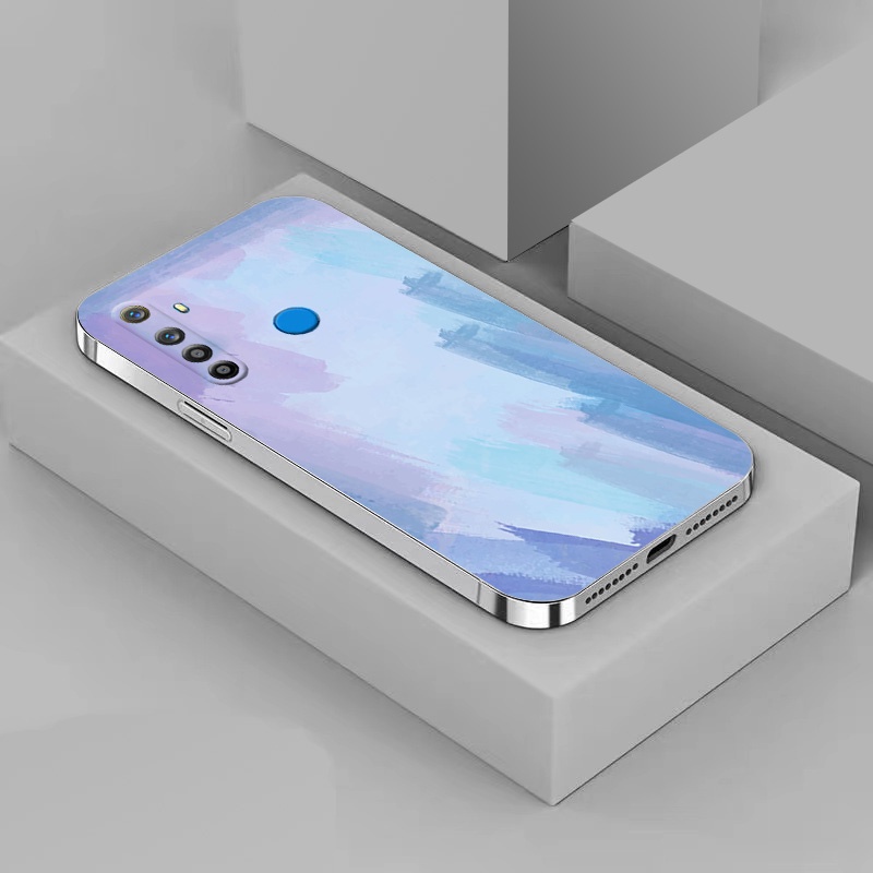 เคสโทรศัพท์มือถือนิ่ม ป้องกันกล้อง ขอบสี่เหลี่ยม ไล่โทนสีน้ํา สําหรับ ...