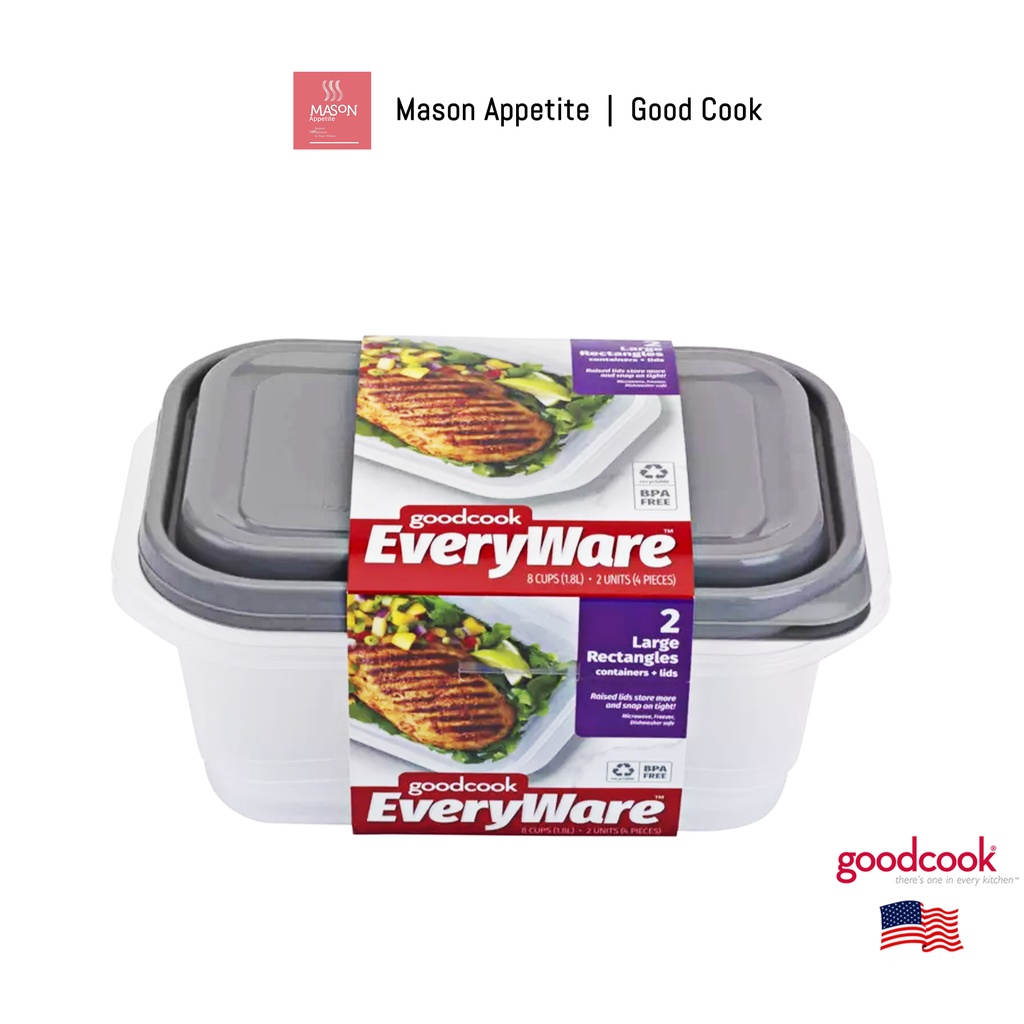 10846 GoodCook EveryWare Food Container 2PK Set Large Rectangle ชุด ...