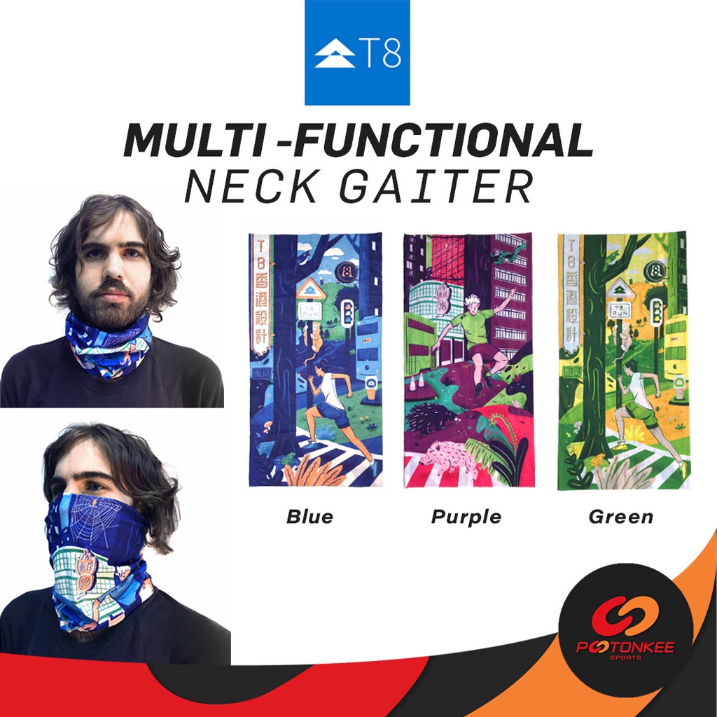 T8 Multi Functional Neck Gaiter ผ้าบัฟ ซับเหงื่อ กันฝุ่น / Wristband ...