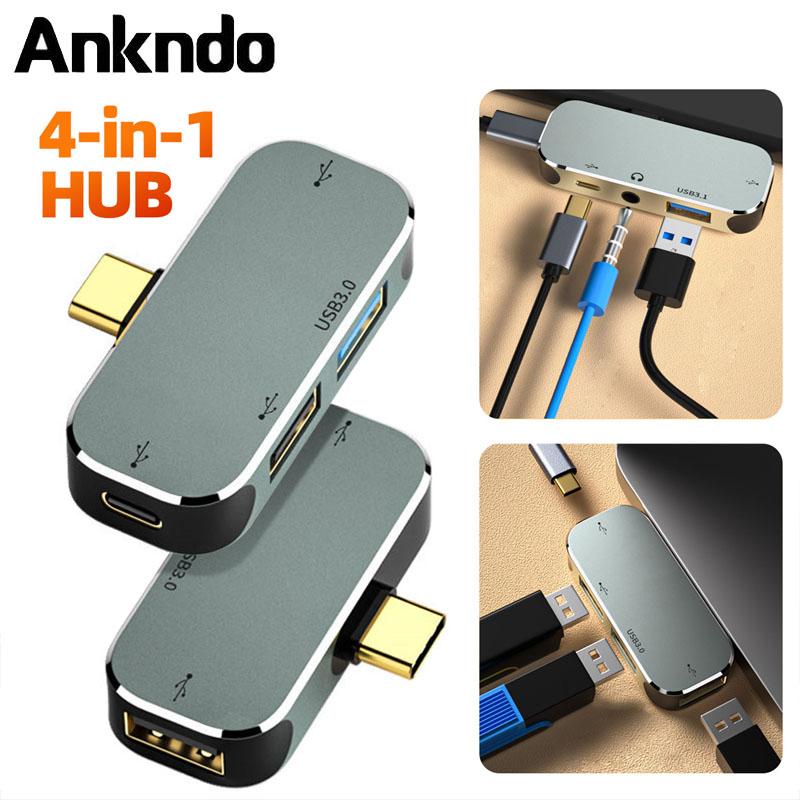 Ankndo 4 in 1 USB C HUB สำหรับ Mac/Book Type-C Extension Hub 3.5 มม. ...