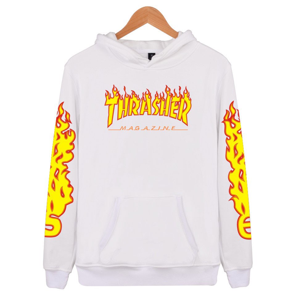แท้จริงThrasher Fire Cotton Hoodie Sweatshirt Hip Hop Jackets For Men ...