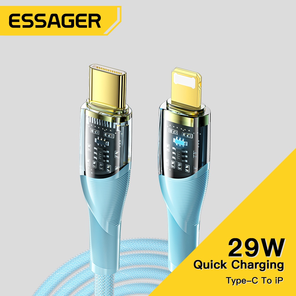 Essager สายชาร์จ USB C ชาร์จเร็ว สําหรับ iP14 13 12 Pro Max PD 29W | Shopee Thailand