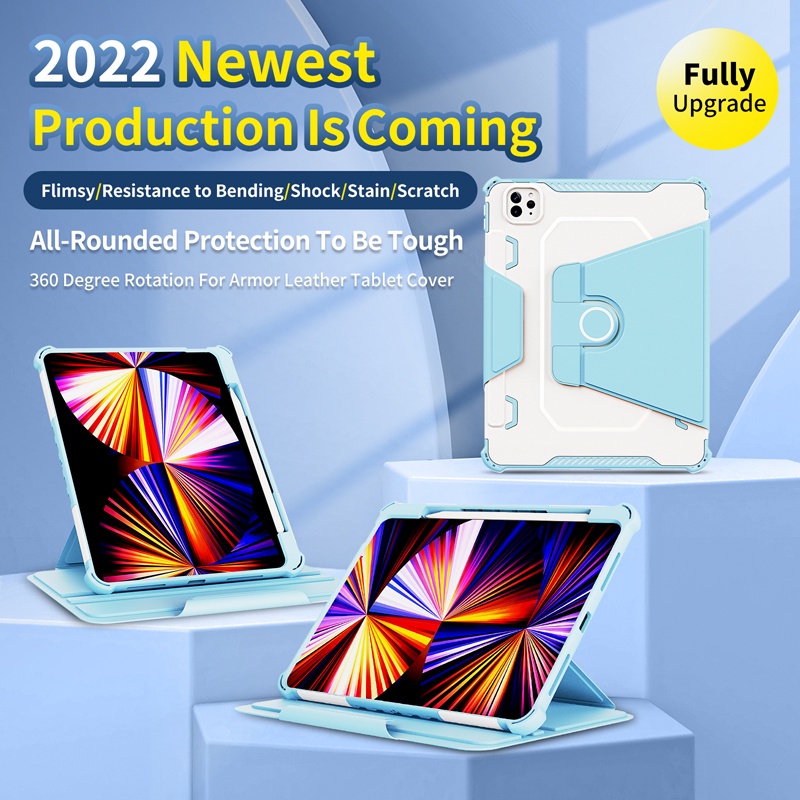 เคสหนัง PU กันกระแทก ลาย ELVEV 360 สําหรับ iPad Pro 11 2020 2021 2022 Air 5 4° ฝาพับหมุนได้ ...