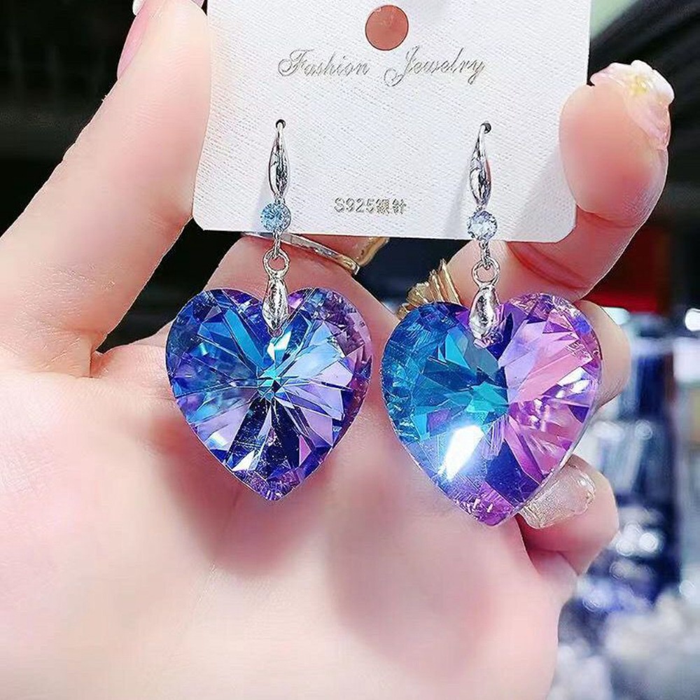 ต่างหูคริสตัล Aurora Symphony ต่างหูพลอยรูปหัวใจ ต่างหู | Shopee Thailand