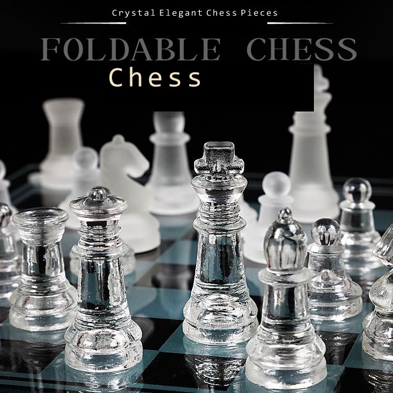 Elegant Glass Chess Pieces Board Game Family Chess Game Set Craft ...