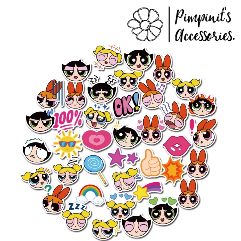 ʕ •ᴥ•ʔ พร้อมส่ง : สติ๊กเกอร์กันน้ำขนาดเล็กลายพาวเวอร์พัฟฟ์เกิลส์ ...