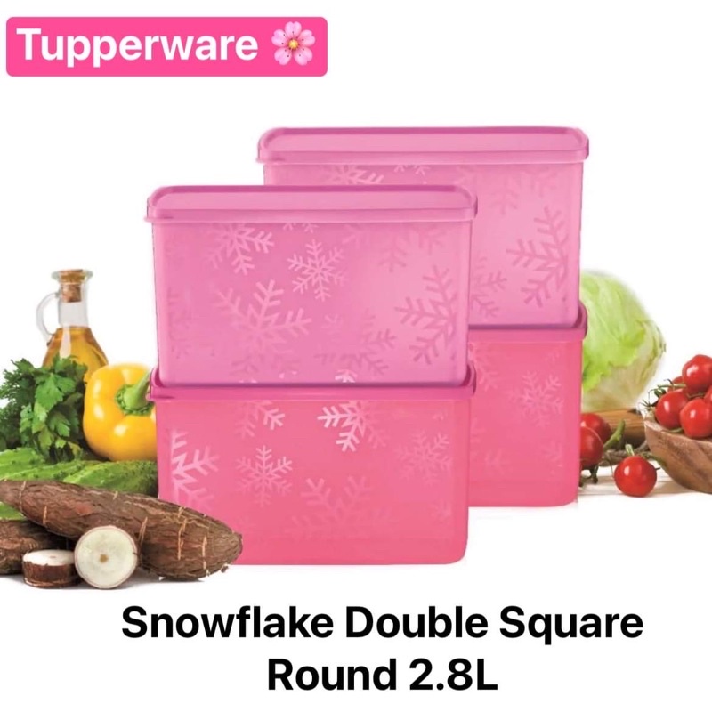 กล่องบรรจุอาหาร Tupperware ลายในตัว snowflake double square round (1ใบ ...