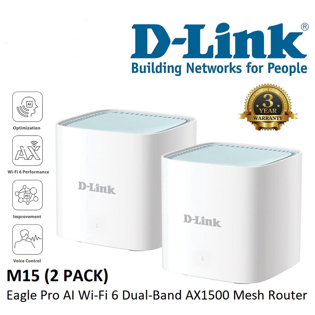 ROUTER (เราเตอร์) D-LINK (M15) AX1500 Wi-Fi 6 EAGLE PRO AI MESH ROUTER ...