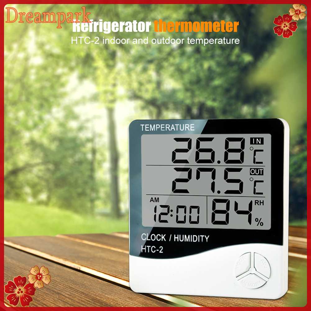 เครื่องวัดอุณหภูมิ เทอร์โมมิเตอร์ วัดความชิ้น พร้อมนาฬิกา HTC-2 Digital Thermometer Hygrometer ...