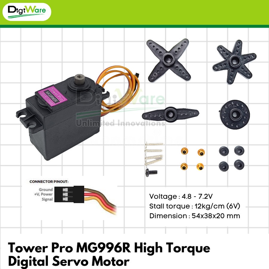 Tower Pro MG996R มอเตอร ์ เซอร ์ โวดิจิตอลแรงบิดสูง 12Kg/cmcm | เซอร ์ โว MG996R | Shopee Thailand
