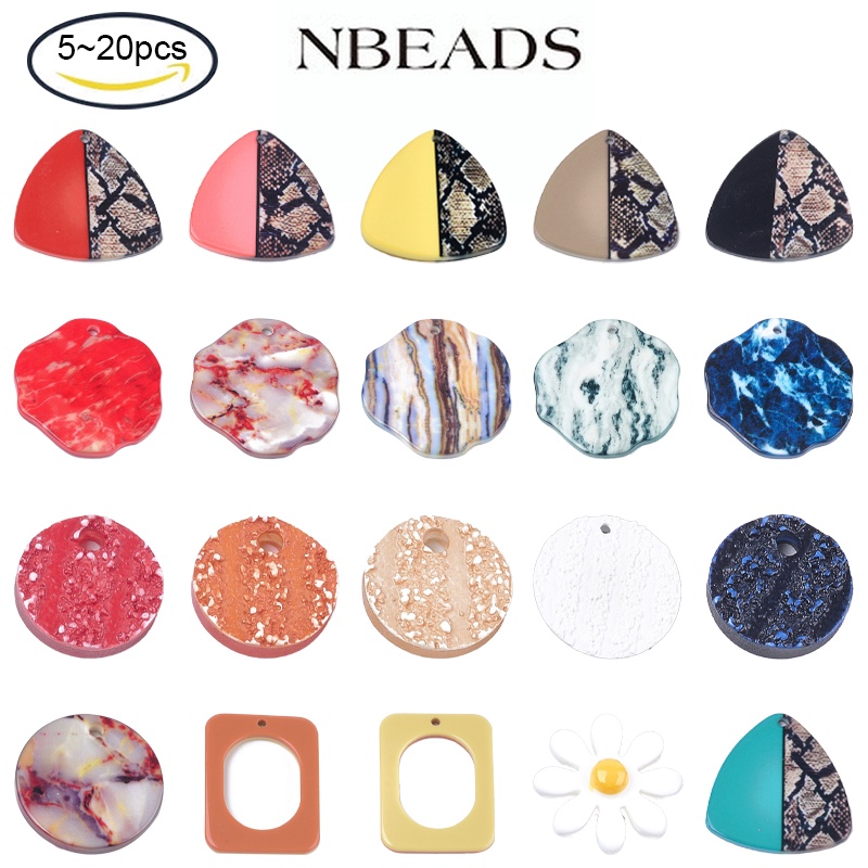 Nbeads จี้ดอกไม้เรซิ่น 37.5x36.5x3 มม. รู 3 มม. 5-20 ชิ้น | Shopee Thailand