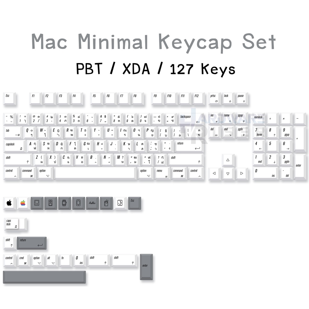 Minimal Keycap Set / PBT - XDA Profile / 127 Keys คีย์แคปภาษาไทย ภาษา ...
