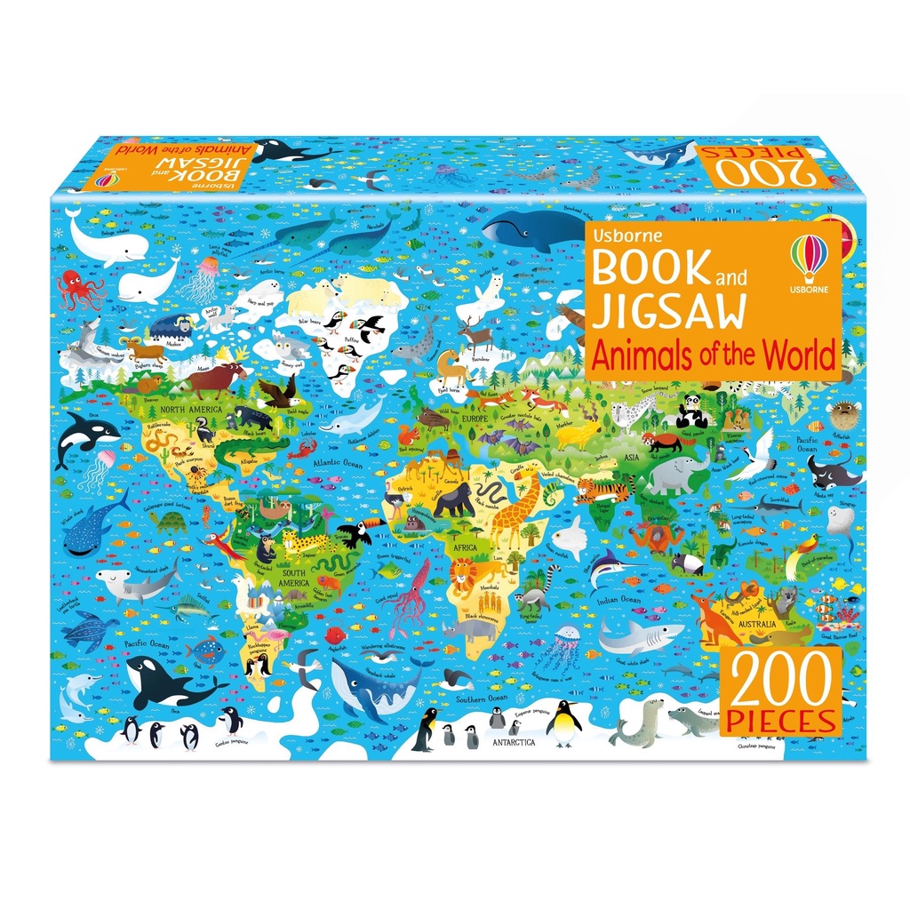 Book & Jigsaw: Animals of The World (200 Pcs) Usborne หนังสือเด็ก จิ๊ก ...