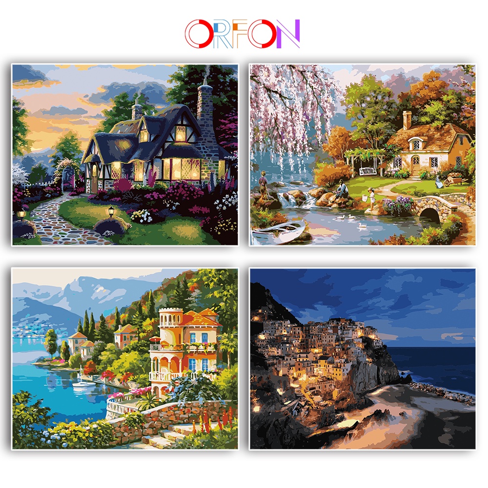 【ORFON】ภาพวาดสีน้ํามัน ตามตัวเลข ขนาด 40*50 ซม. สไตล์ยุโรป สําหรับตกแต่งบ้าน ของขวัญวันหยุด DIY ...