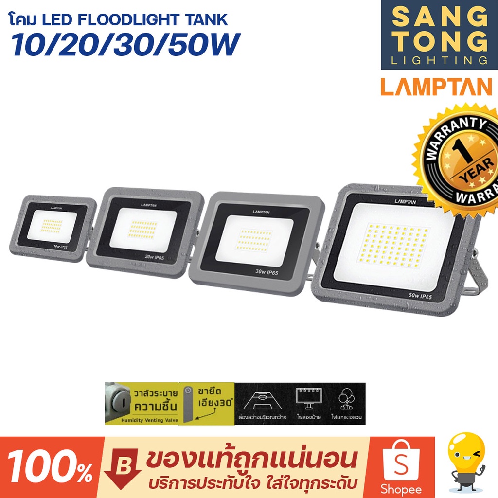 Lamptan โคม LED FLOODLIGHT รุ่น TANK โคมผลิตจากวัสดุอลูมิเนียมและการประกอบคุณภาพสูง มาตรฐานIP65 ...