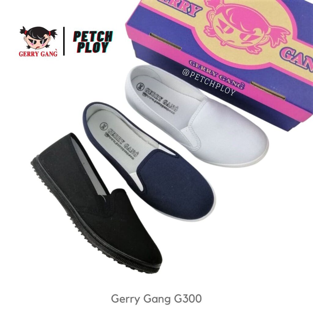 Gerry Gang รุ่น G300 รองเท้าผ้าใบสวม ทรงบัดดี้ สี ดำ กรม ขาว Size 35-43 ...
