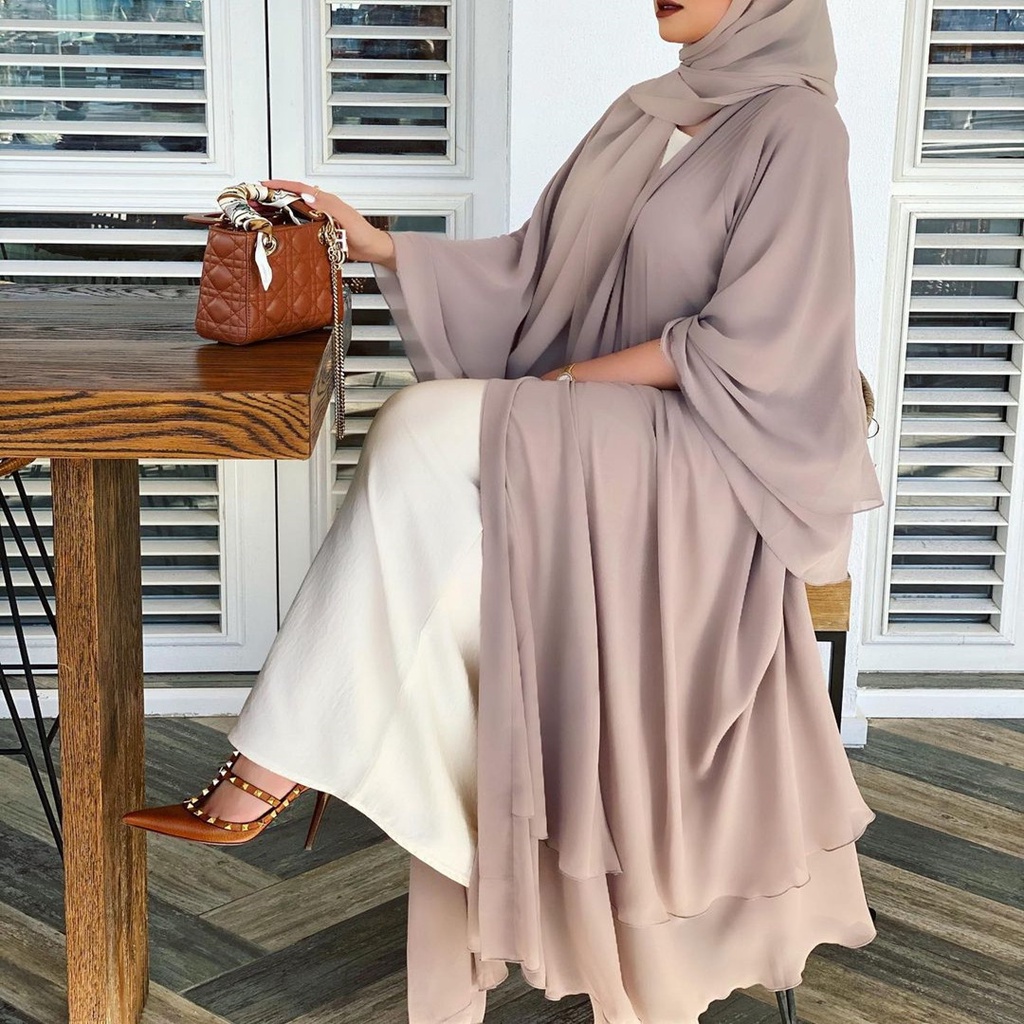 Turkey Kaftan Abaya Muslim Dress Women Solid Open Kimono Dubai Muslim Cardigan Abayas Dresses ...
