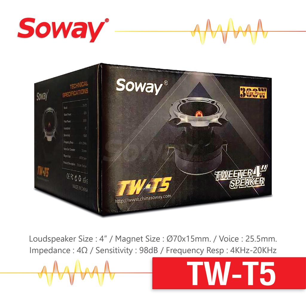 ลำโพง ทวิตเตอร์ ขนาด 4 นิ้ว เเม่เหล็ก Ø70x15mm.Voice: 25.5mm. 4Ω Aluminum 1ดอก (แถม C ฟรี ทุกดอก ...