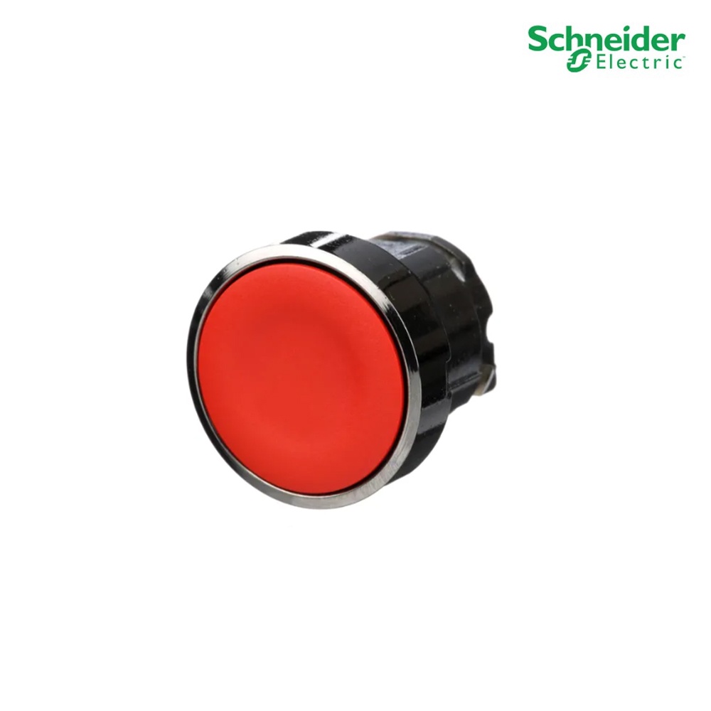 Schneider ZB4BA4 Push button head, metal,flush,red, Ø22,unmarked (ปุ่มกดหัวเรียบกดเด้งกลับ) l ...