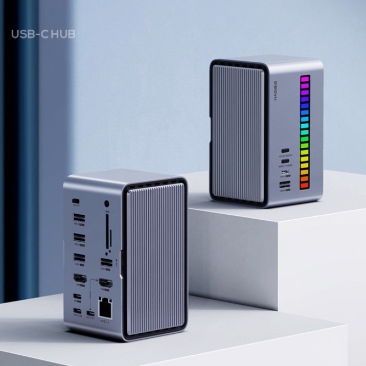 Hagibis U100pro USB C Docking Station Dual Monitor, LED Strip Light USB ...