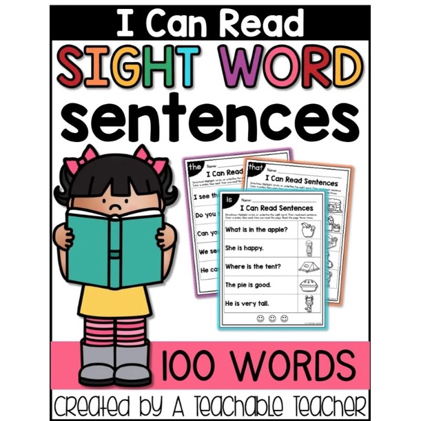 🎉🎊เเถมฟรีไฟล์word and sentenceสี🎉 Worksheetฝึกหัดอ่านโฟนิกส์ I can Read ...