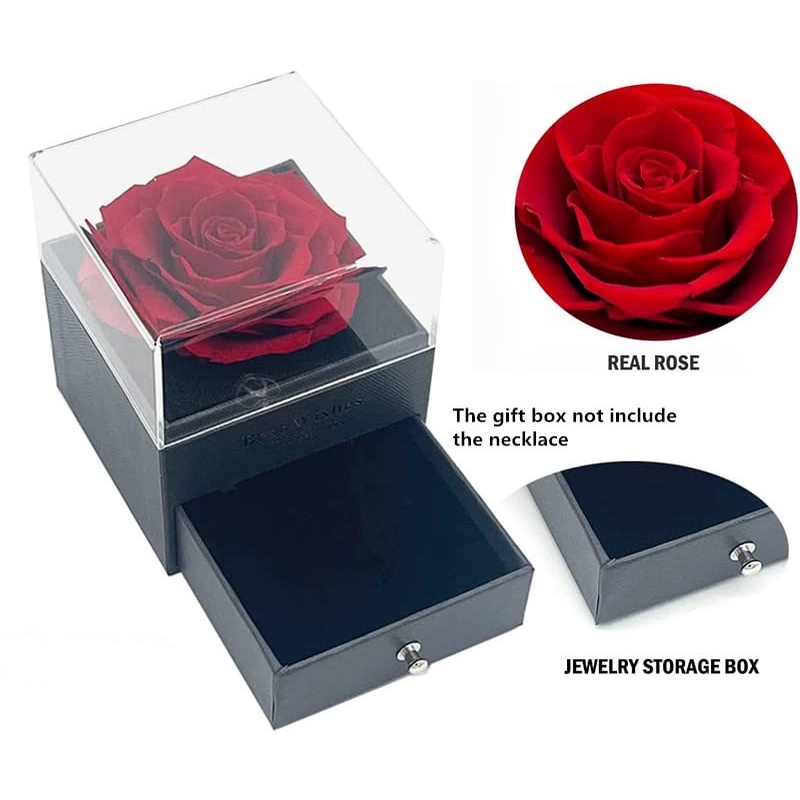 MAWAR Topspot Rose Gift Box Necklace Box for Women & Girls with Real ...