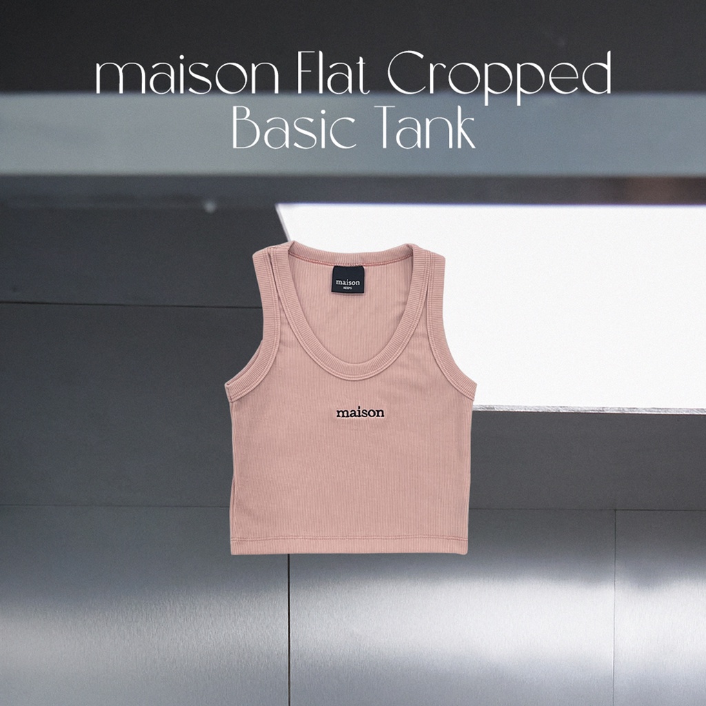 maison KEEPS | Cropped Flat Basic Tank เสื้อกล้ามครอป ปักโลโก้ maison ...