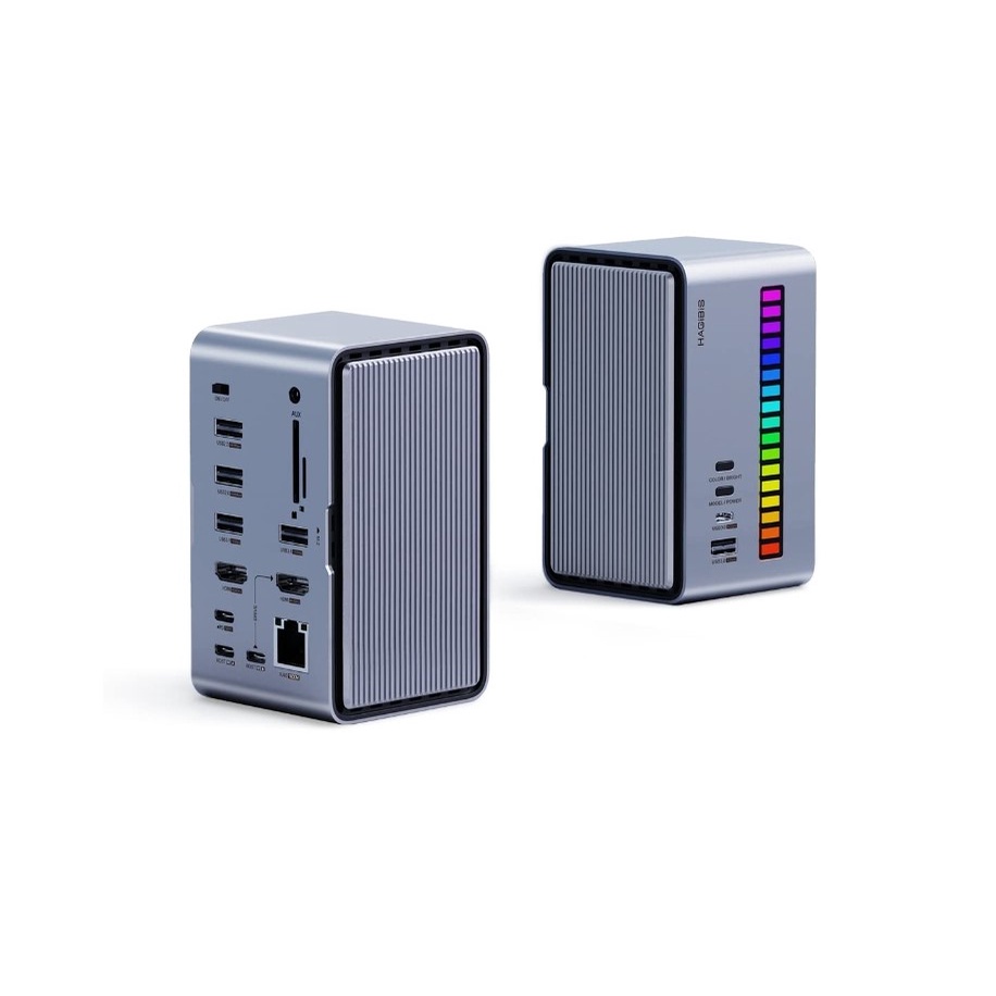 Hagibis U100pro USB C Docking Station Dual Monitor, LED Strip Light USB ...