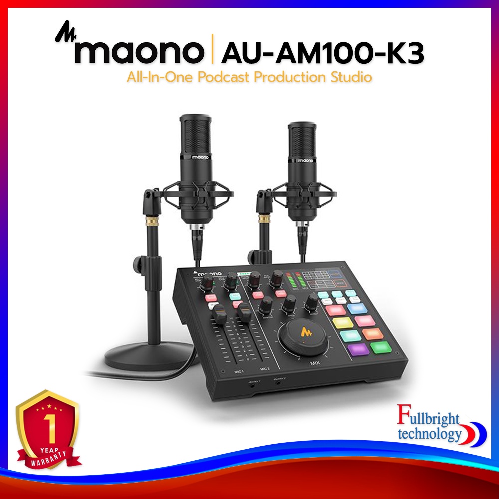Maono AU-AM100-K3 All-In-One Podcast Production Studio ชุดอุปกรณ์มิกซ์ ...