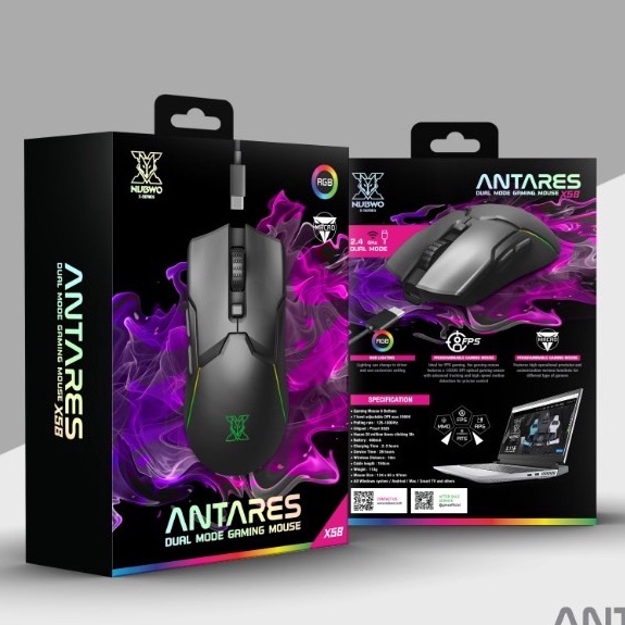 ⚡️เมาส์เกมมิ่งไร้สาย⚡️ NUBWO X58 ANTARES Wireless Dual Mode Gaming Mouse มีไฟ RGB ปรับ DPI ได้ ...