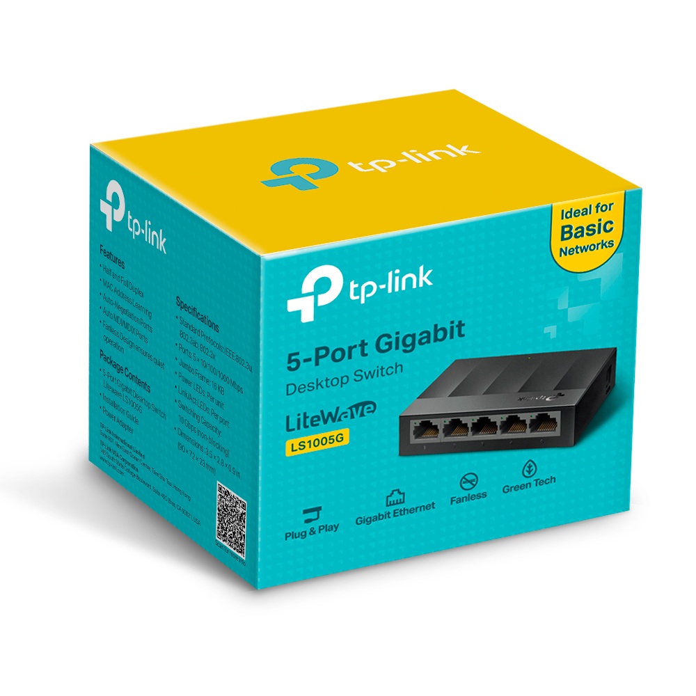 SWITCH hub lan (สวิตซ์) gigabit TP-LINK 5 PORTS (LS1005G) 10/100 ...